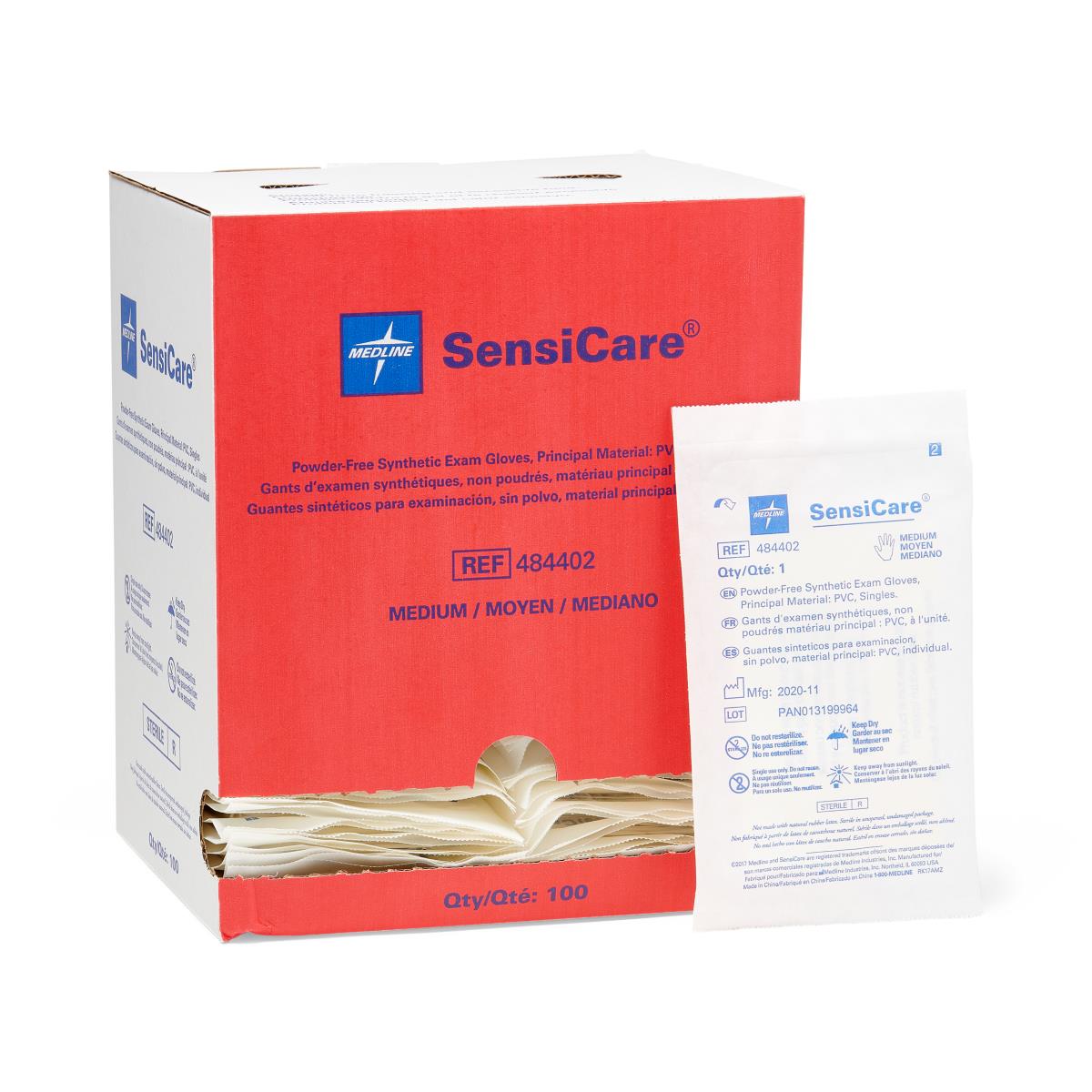 Medical Shipment | SensiCare Sterile Vinyl Exam Gloves, Medium Singles ...